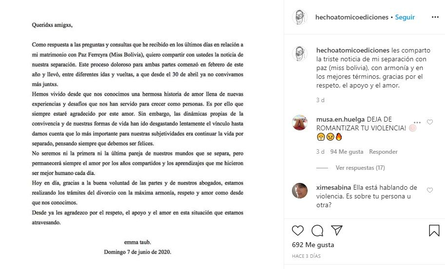 Miss Bolivia denunció en la Justicia a Emmanuel Taub por violencia de ...