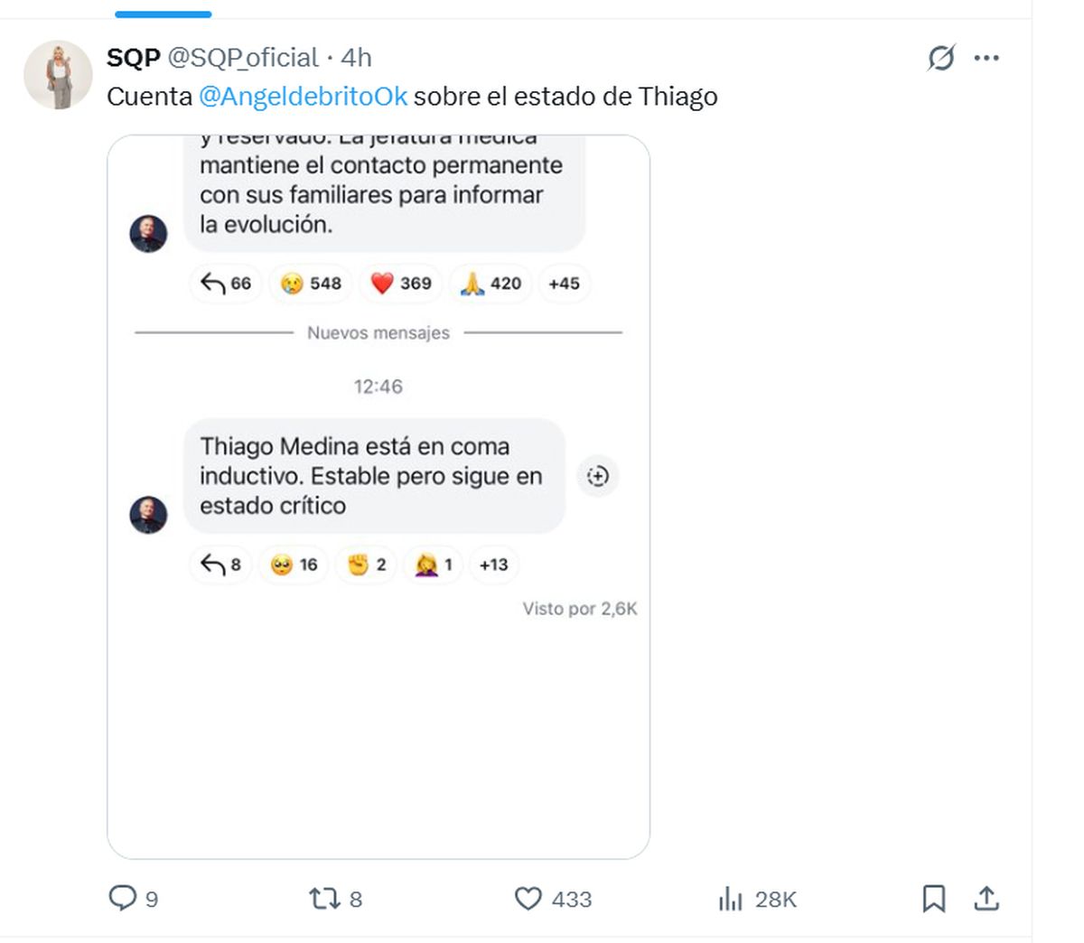 Ángel de Brito contó cómo sigue la salud de Thiago Medina: En coma ...