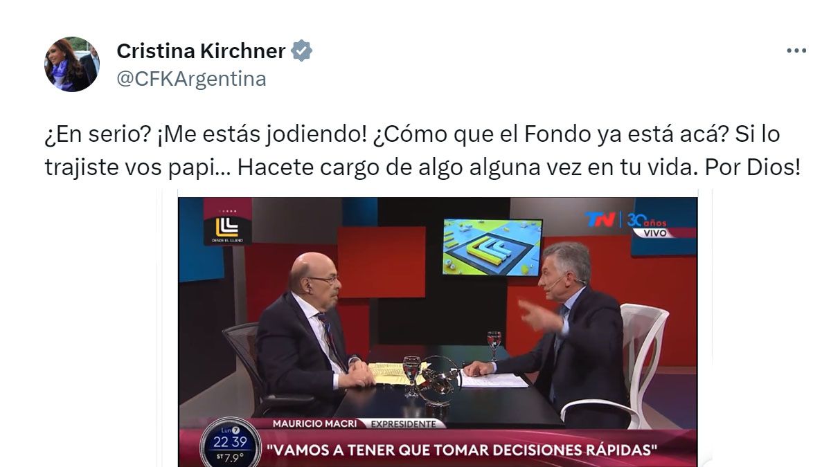 La provocadora respuesta de Cristina Fernández de Kirchner a Mauricio Macri