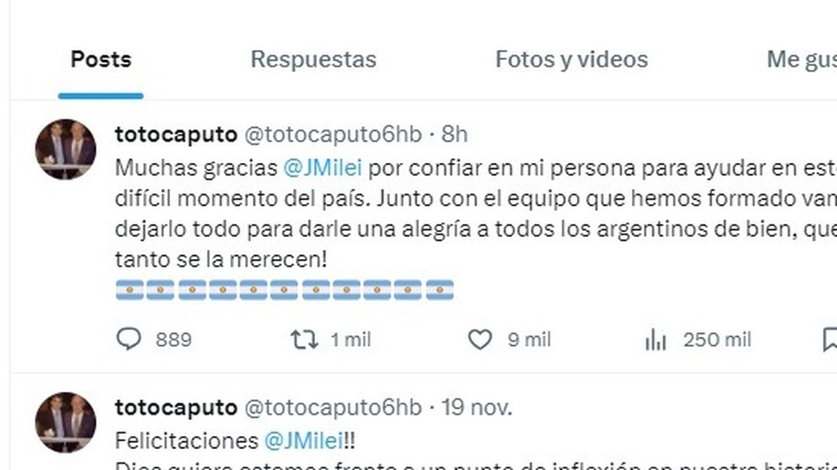 Toto Caputo confirmó que aceptó el cargo de ministro: su primera ...