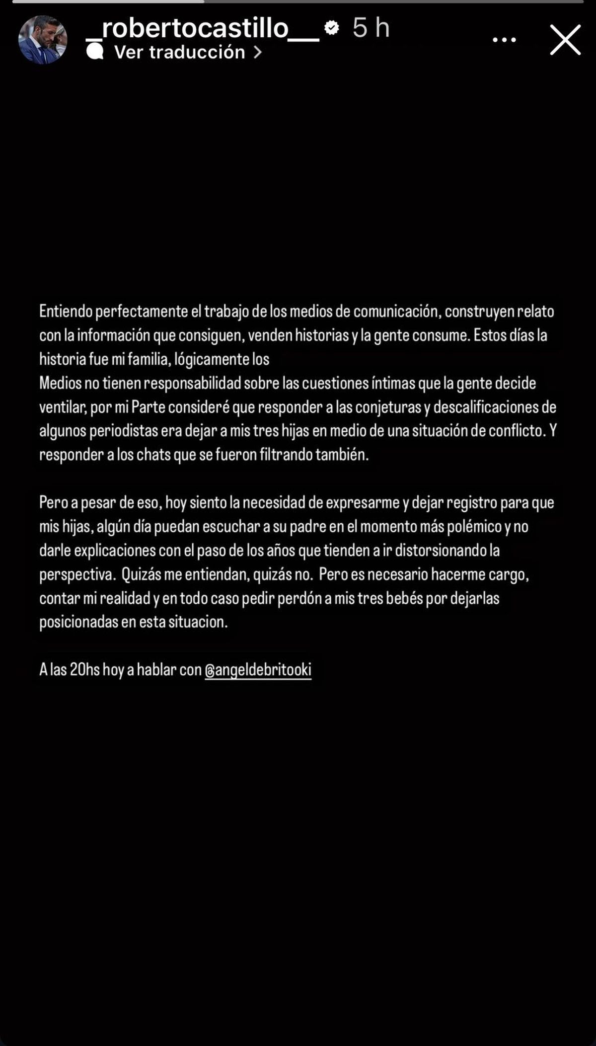 El contundente descargo de Roberto Castillo, tras el escándalo por su romance con Cinthia Fernández