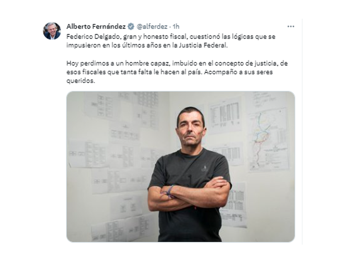 Alberto Fernández lamentó la muerte de Federico Delgado y lo despidió ...