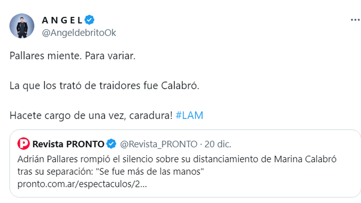 Ángel de Brito apuntó contra Adrián Pallares luego de sus dichos sobre ...