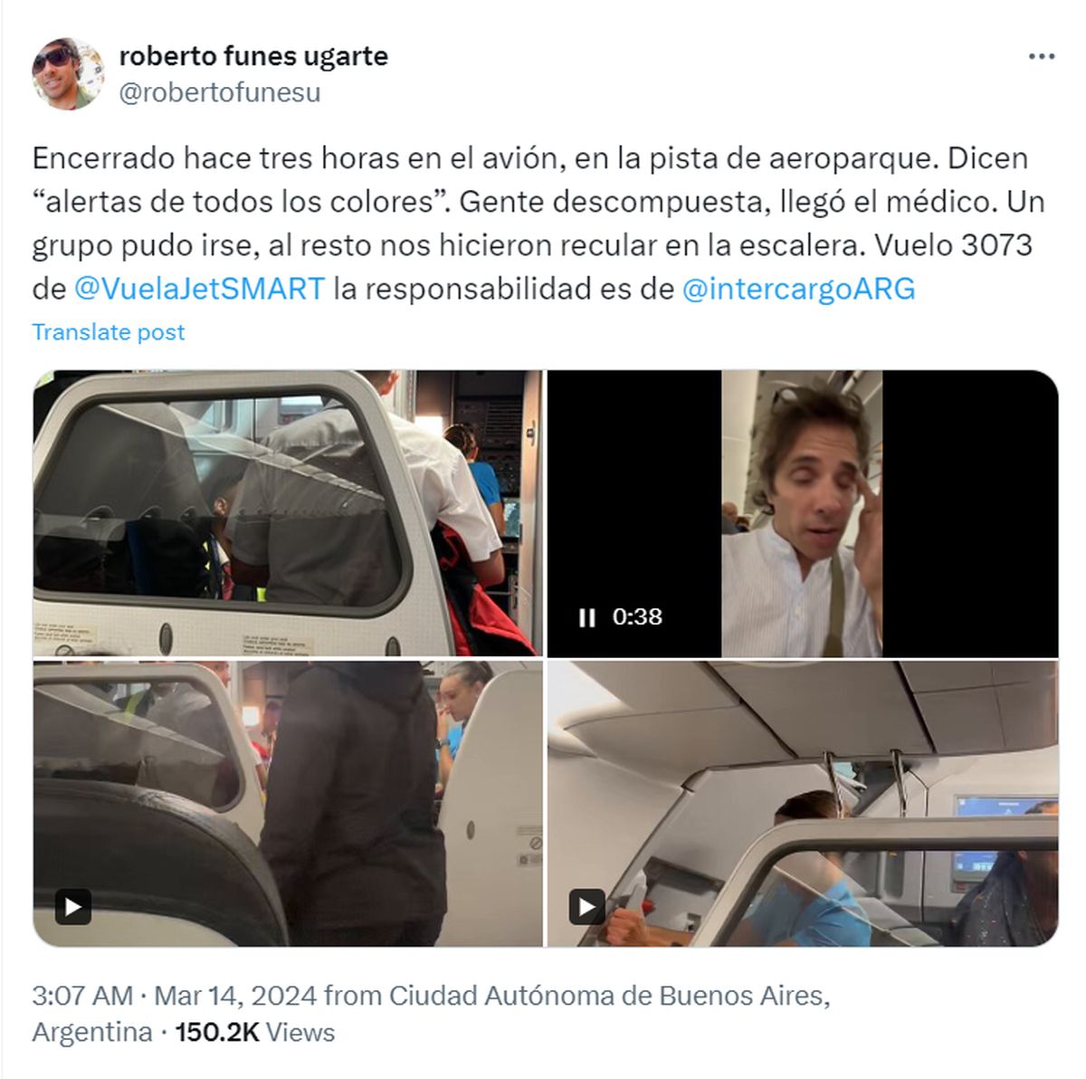 El dramático momento que vivió Robertito Funes en un avión por las ...