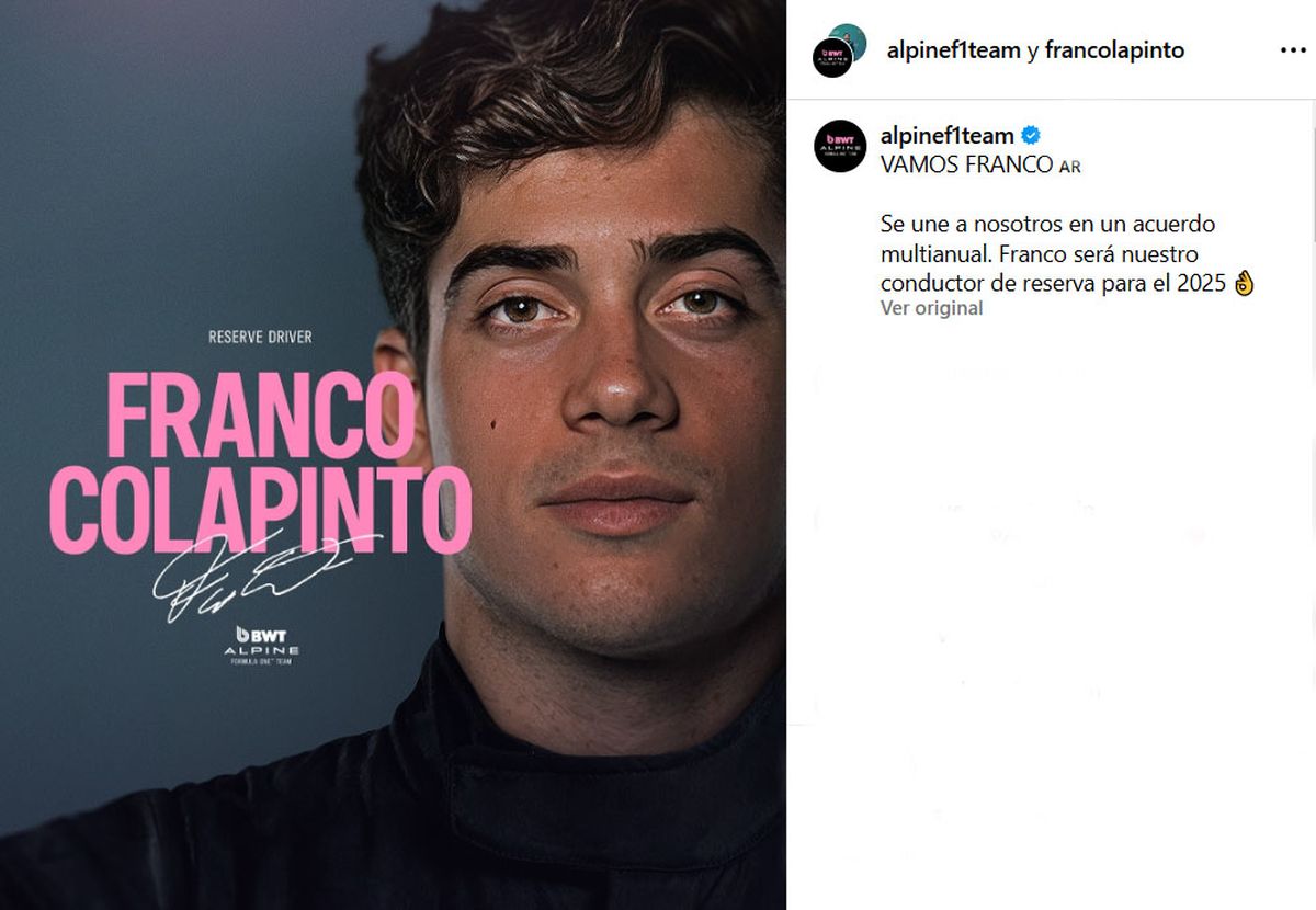 ¡Franco Colapinto estará en la F1 2025! La confirmación oficial de Alpine