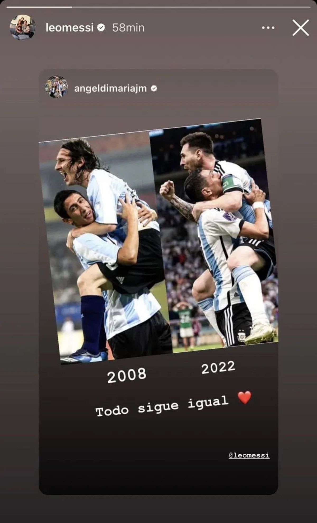 El emotivo posteo que Ángel Di María le dedicó a Lionel Messi: Todo ...