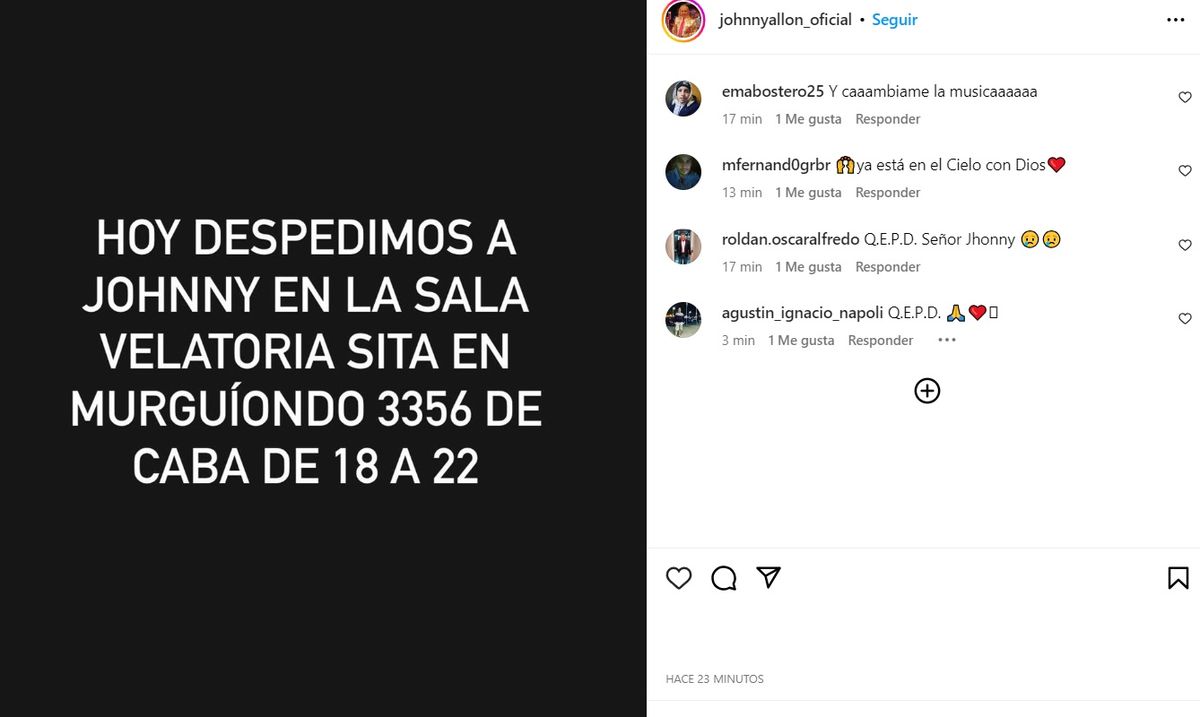 El estremecedor y último video de Johnny Allon horas antes de su muerte