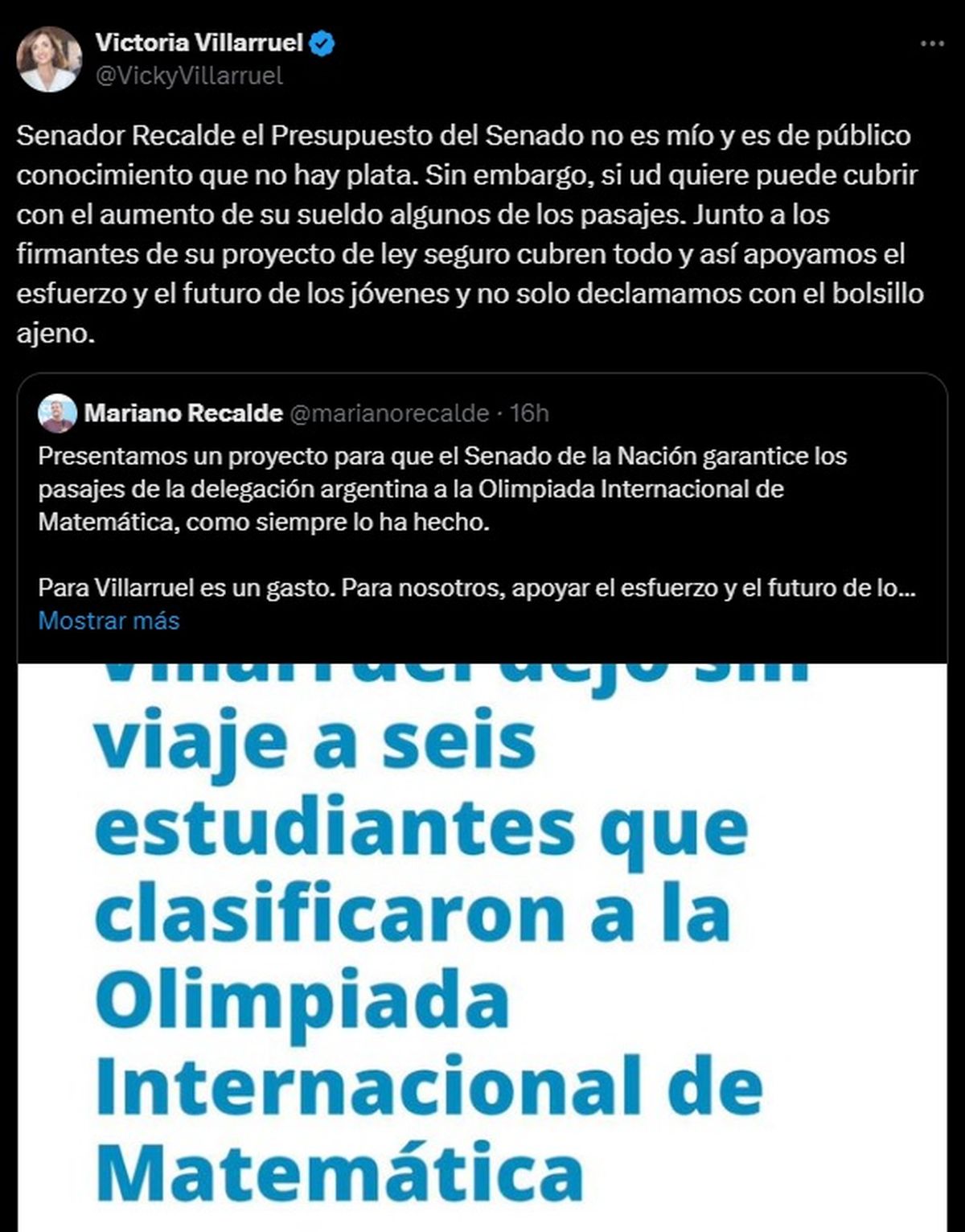 El fuerte cruce entre Villarruel y Recalde por el financiamiento de las ... El fuerte cruce entre Villarruel y Recalde por el financiamiento de las ...