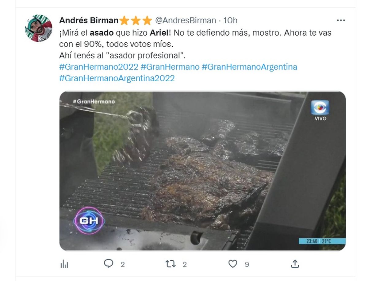 Ariel hizo el asado en Gran Hermano 2022: la lluvia de memes