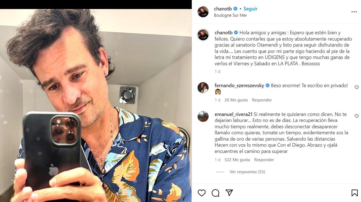 Las fotos de Chano tocando la guitarra tras ser dado de alta: Felicidad