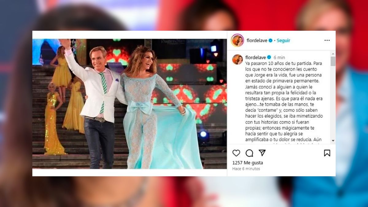 El conmovedor mensaje de Flor de la V, a 10 años de la muerte de Jorge ...