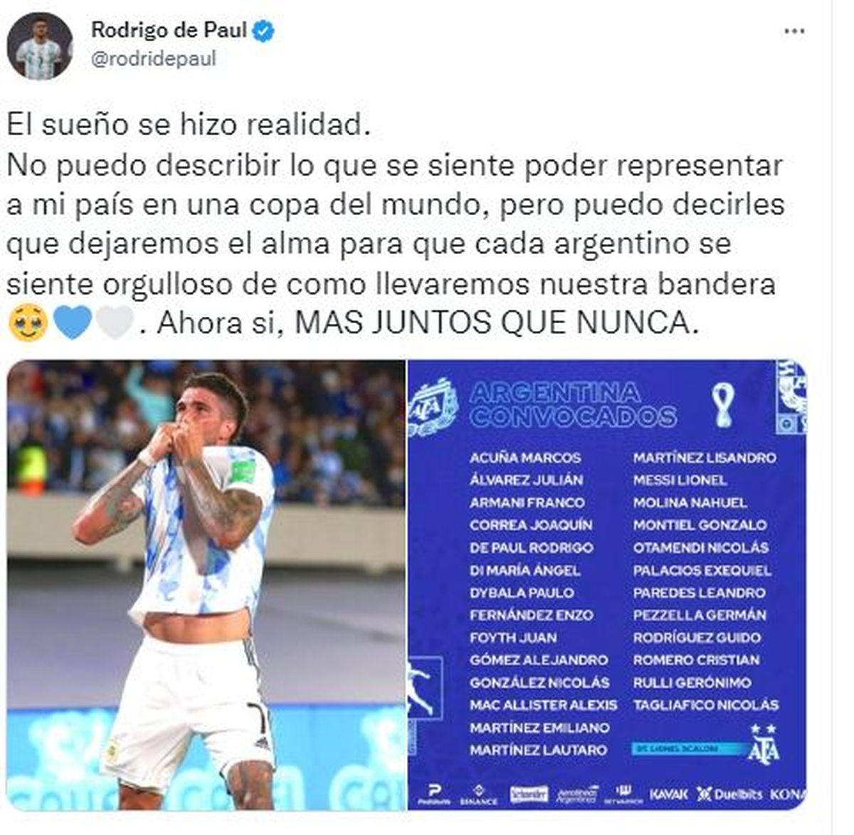 Selección Argentina: Los emotivos mensajes de Leandro Paredes y Rodrigo ...