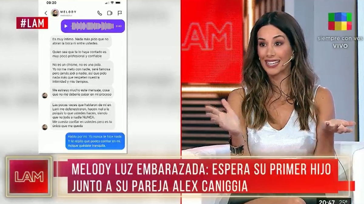El desgarrador audio de Melody Luz llorando tras confirmar que está embarazada de Alex Caniggia