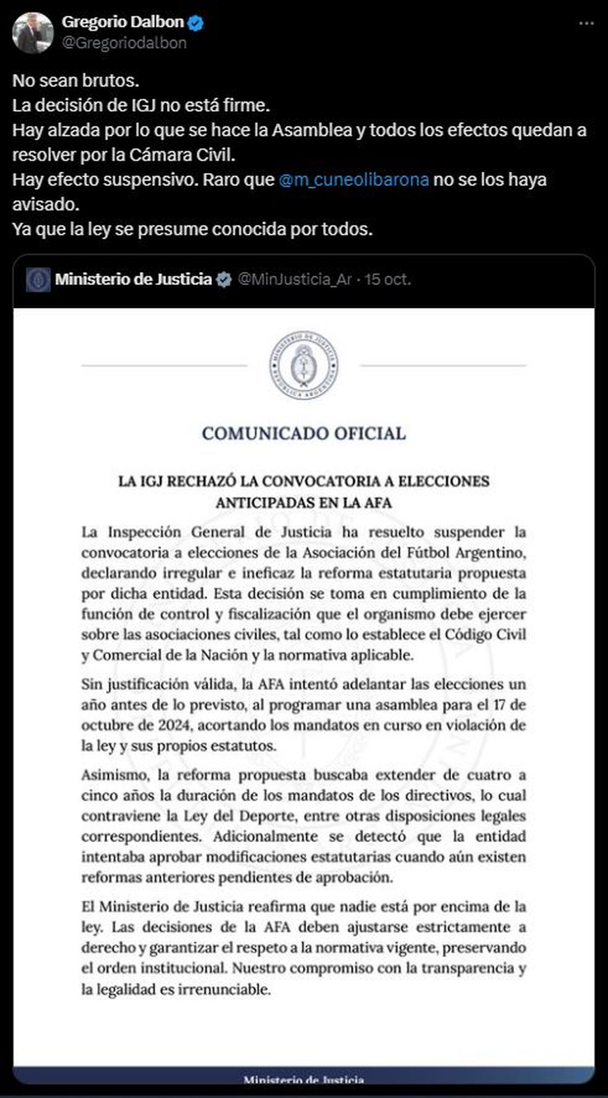Asamblea de AFA: el abogado Gregorio Dalbón aseguró que la reelección ...