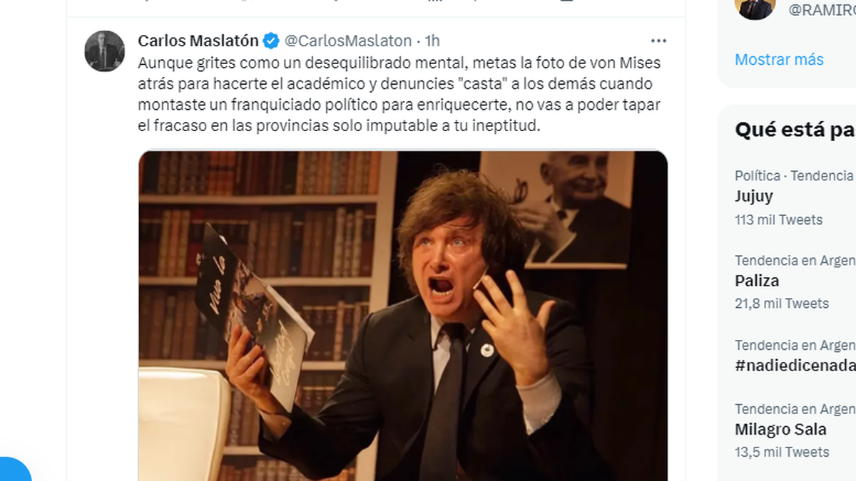 Carlos Maslatón responsabilizó a Javier Milei del fracaso total y absoluto de La Libertad Avanza