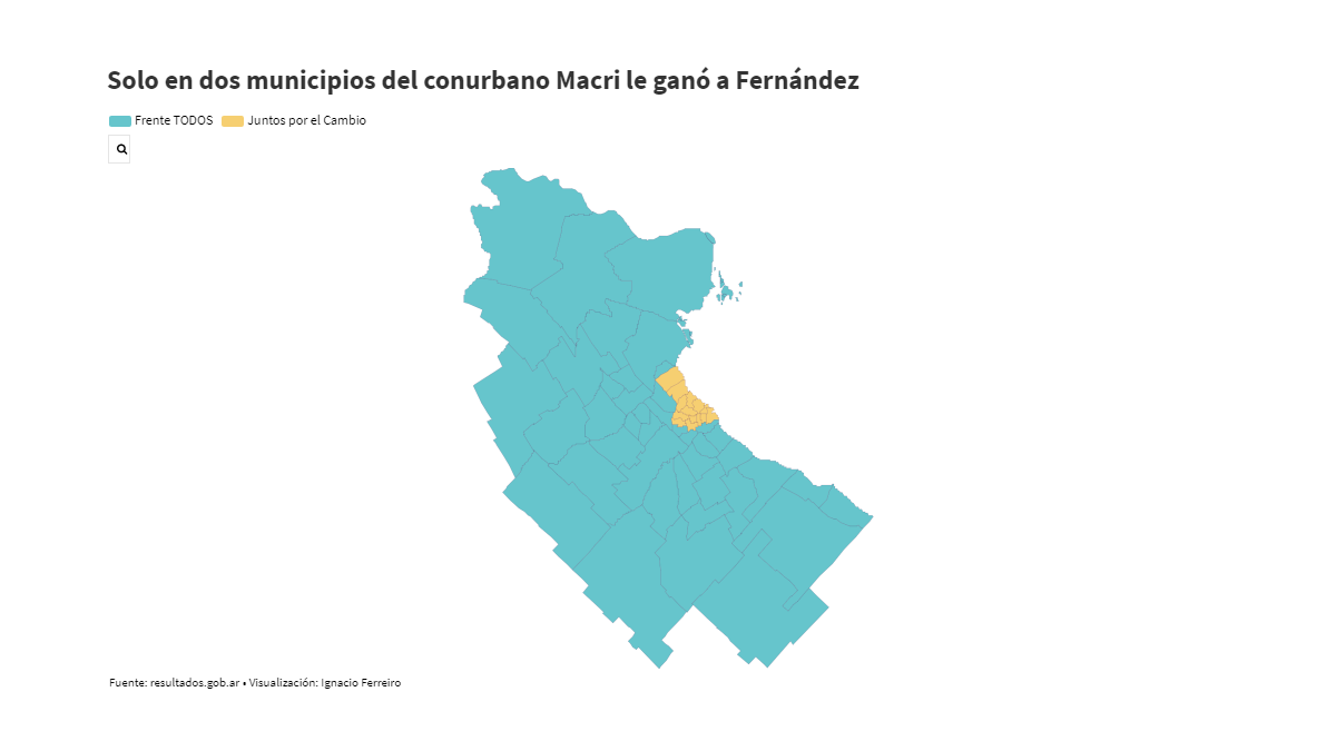 En las PASO 2019, así quedó el mapa del conurbano: ¡Todo celeste, menos ...