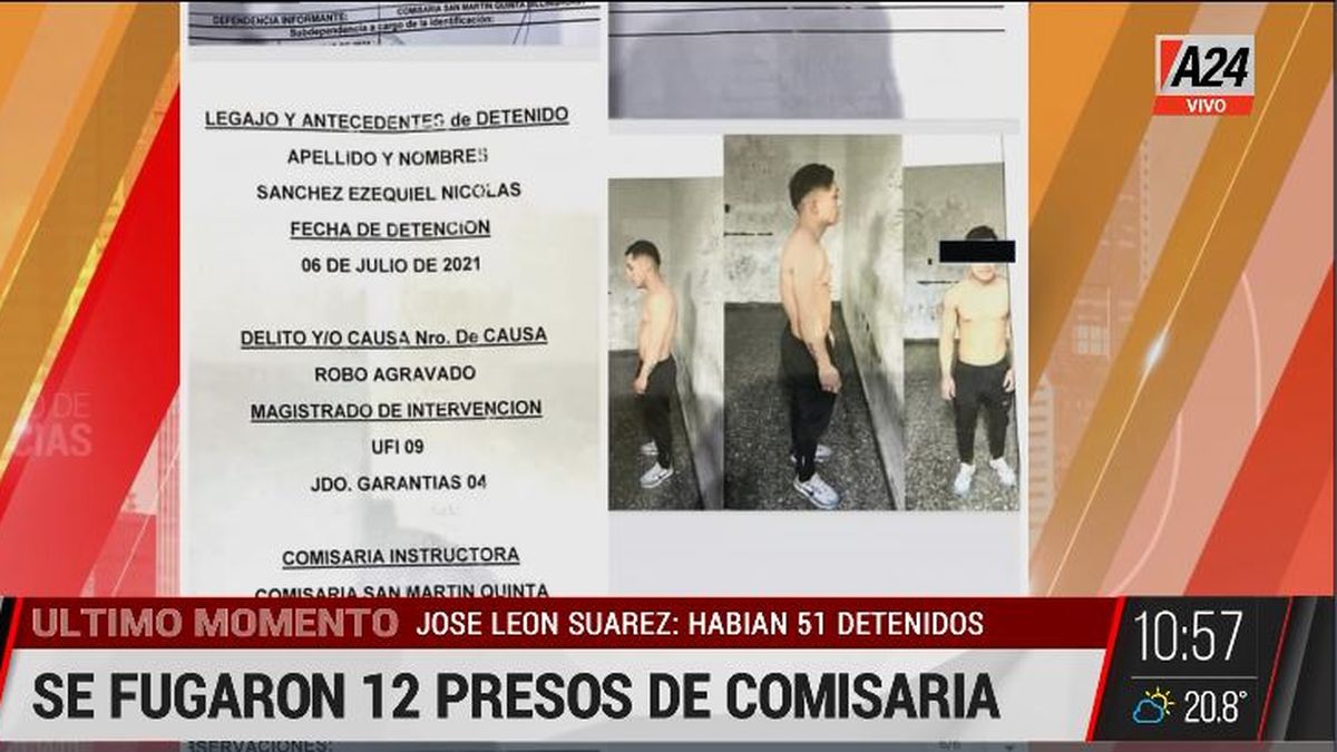 José León Suárez: Se fugaron 12 presos, recapturaron a 8 y 4 están prófugos