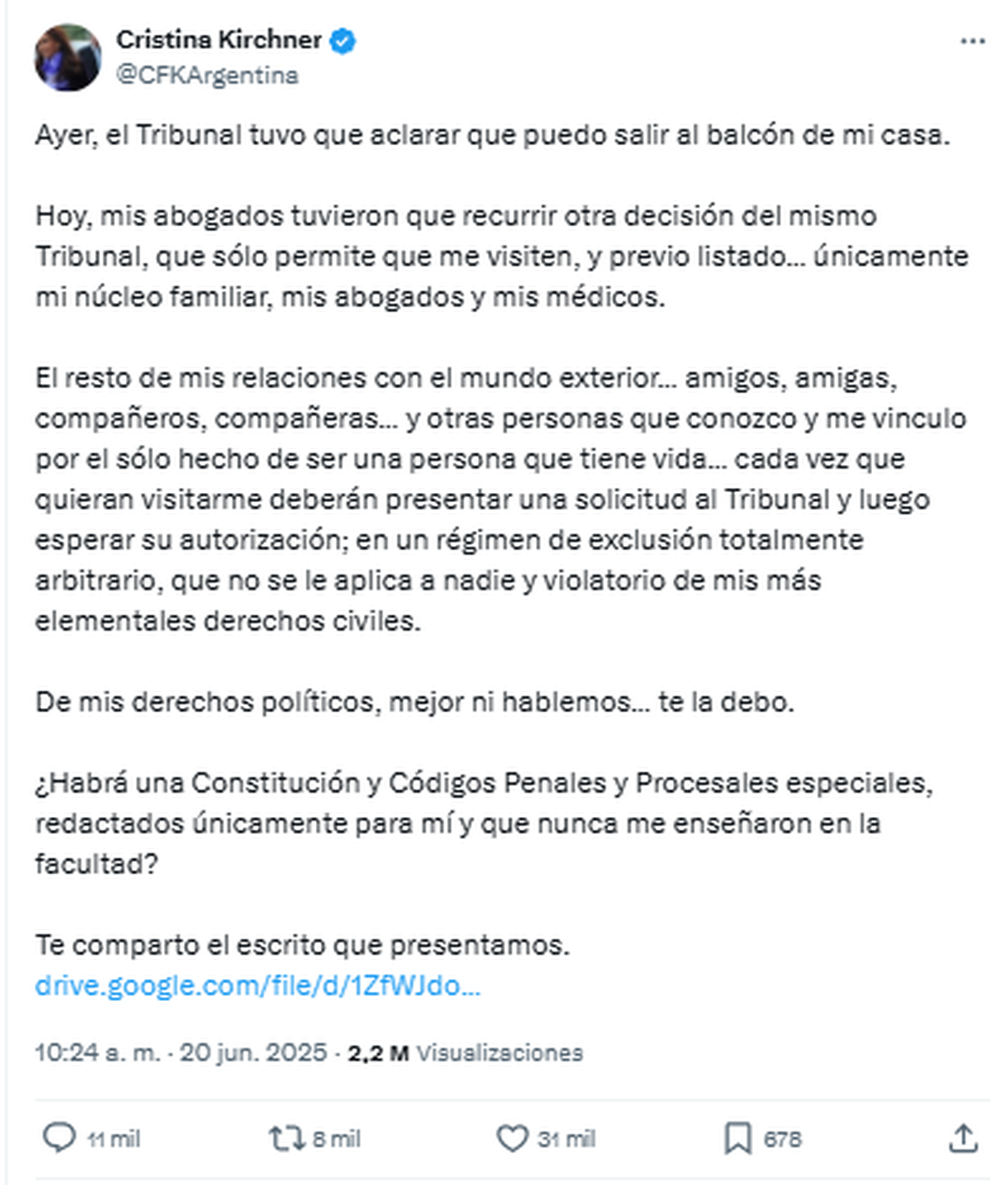 Vence el plazo para que Cristina entregue el listado de personas ...