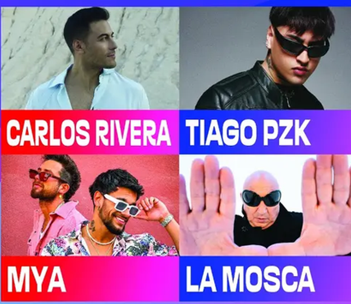 Carlos Rivera, Tiago PZK, MYA y La Mosca en un show especial