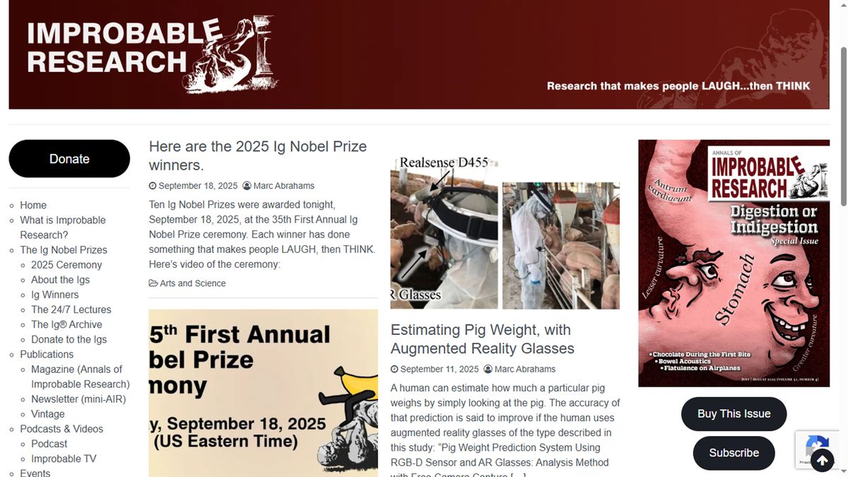 Quiénes ganaron el IgNobel 2025, los premios más insólitos y absurdos ...