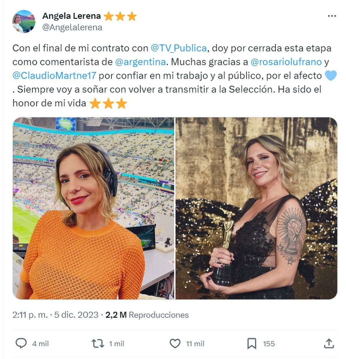 El inesperado anuncio de Ángela Lerena que despertó polémica en las redes