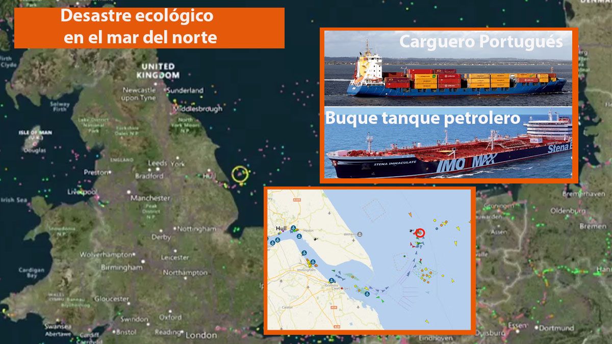 Catástrofe y llamas: el impresionante choque entre un buque tanque y un ...